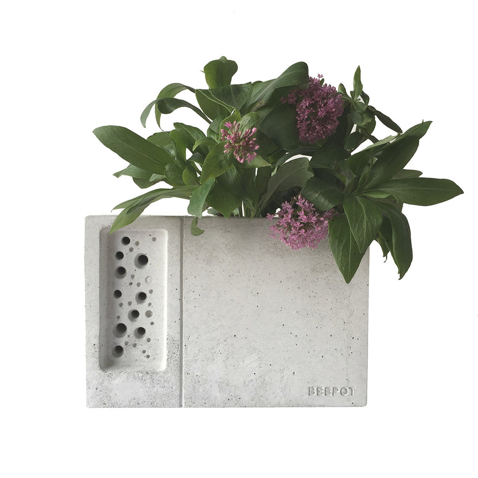 Beepot Large Concrete Planter and Bee House – Green&Blue