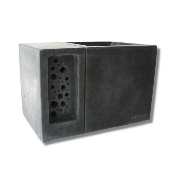 Beepot Large Concrete Planter and Bee House – Green&Blue